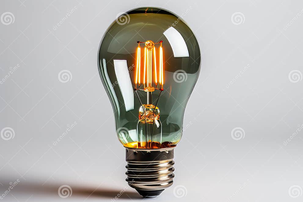 Intense Close Up of Bright Light Bulb on Plain White Background for ...