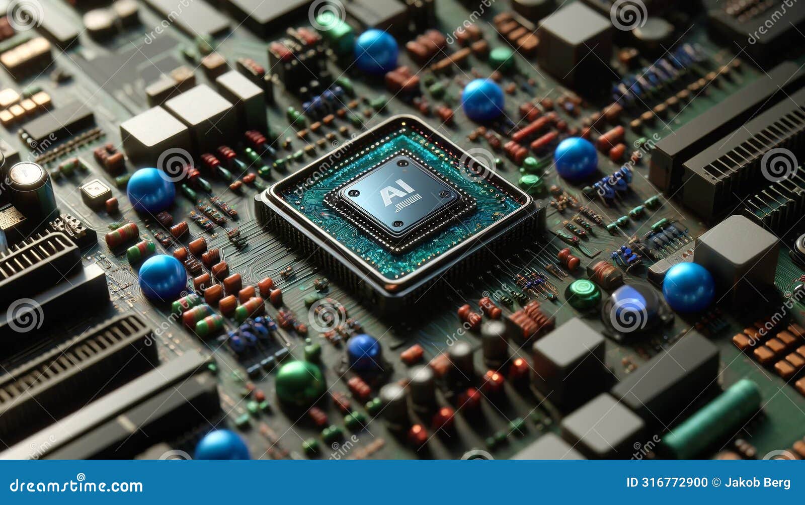 Intense Close-up Image of an Advanced Artificial Intelligence Processor ...