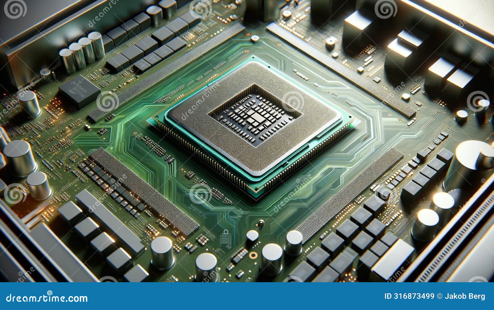 Intense Close-up Image of an Advanced Artificial Intelligence Processor ...