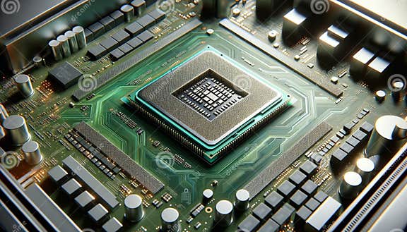 Intense Close-up Image of an Advanced Artificial Intelligence Processor ...