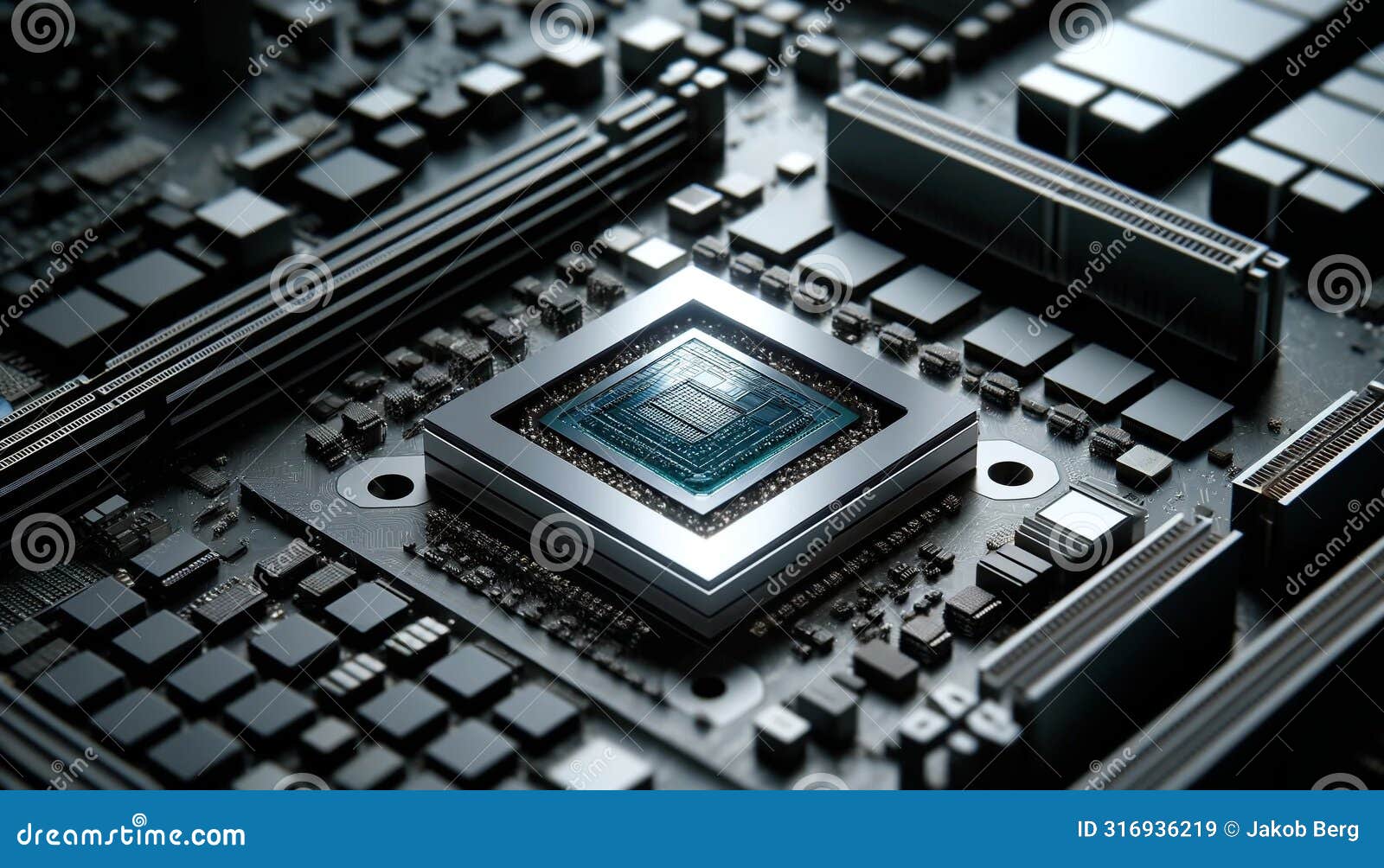 Intense Close-up Image of an Advanced Artificial Intelligence Processor ...