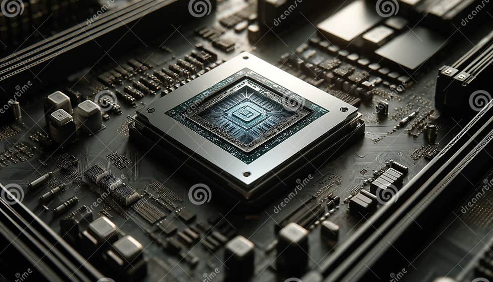 Intense Close-up Image of an Advanced Artificial Intelligence Processor ...