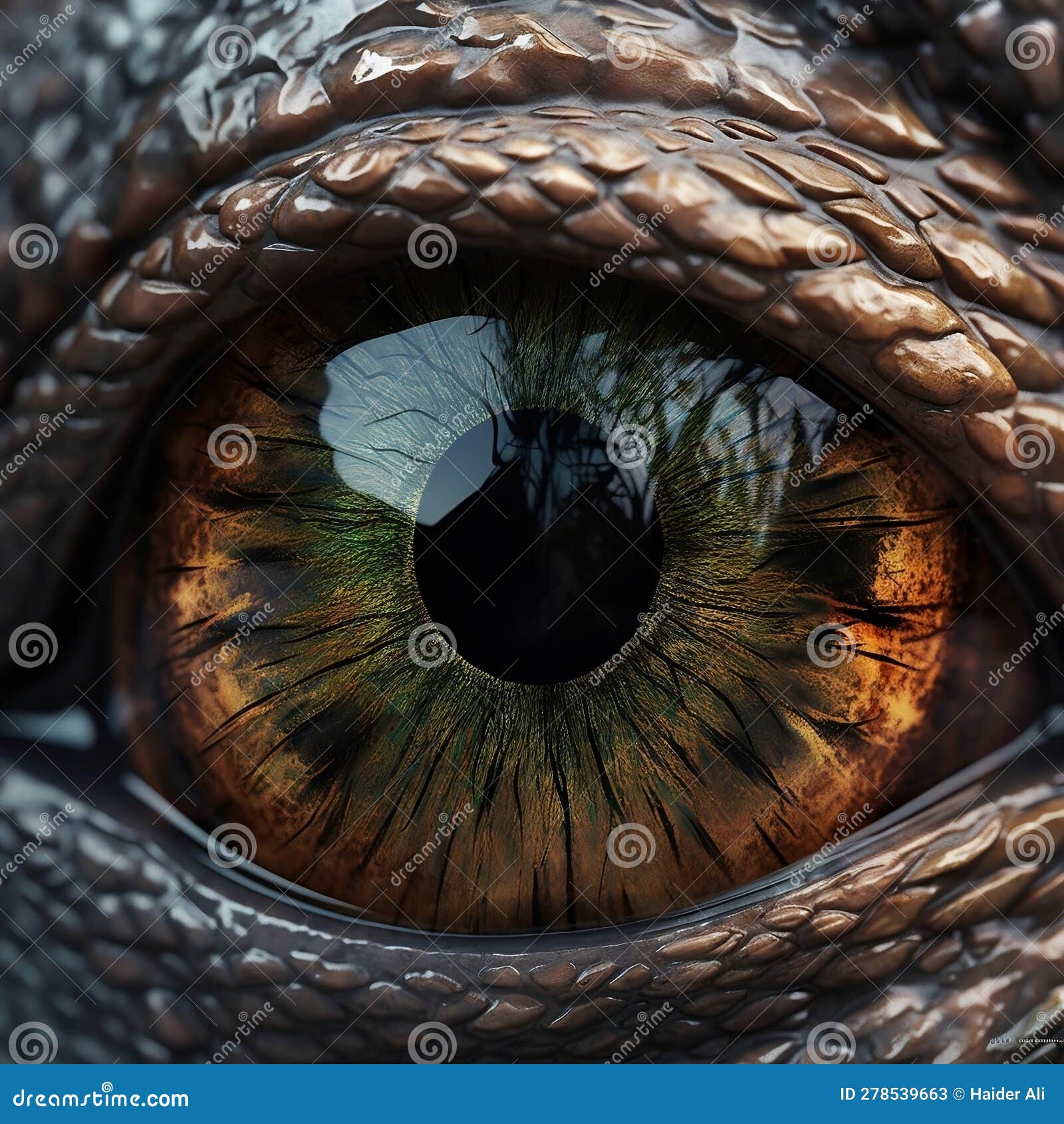 Intense Close-Up Predator Dinosaur S Eye. AI Stock Illustration ...