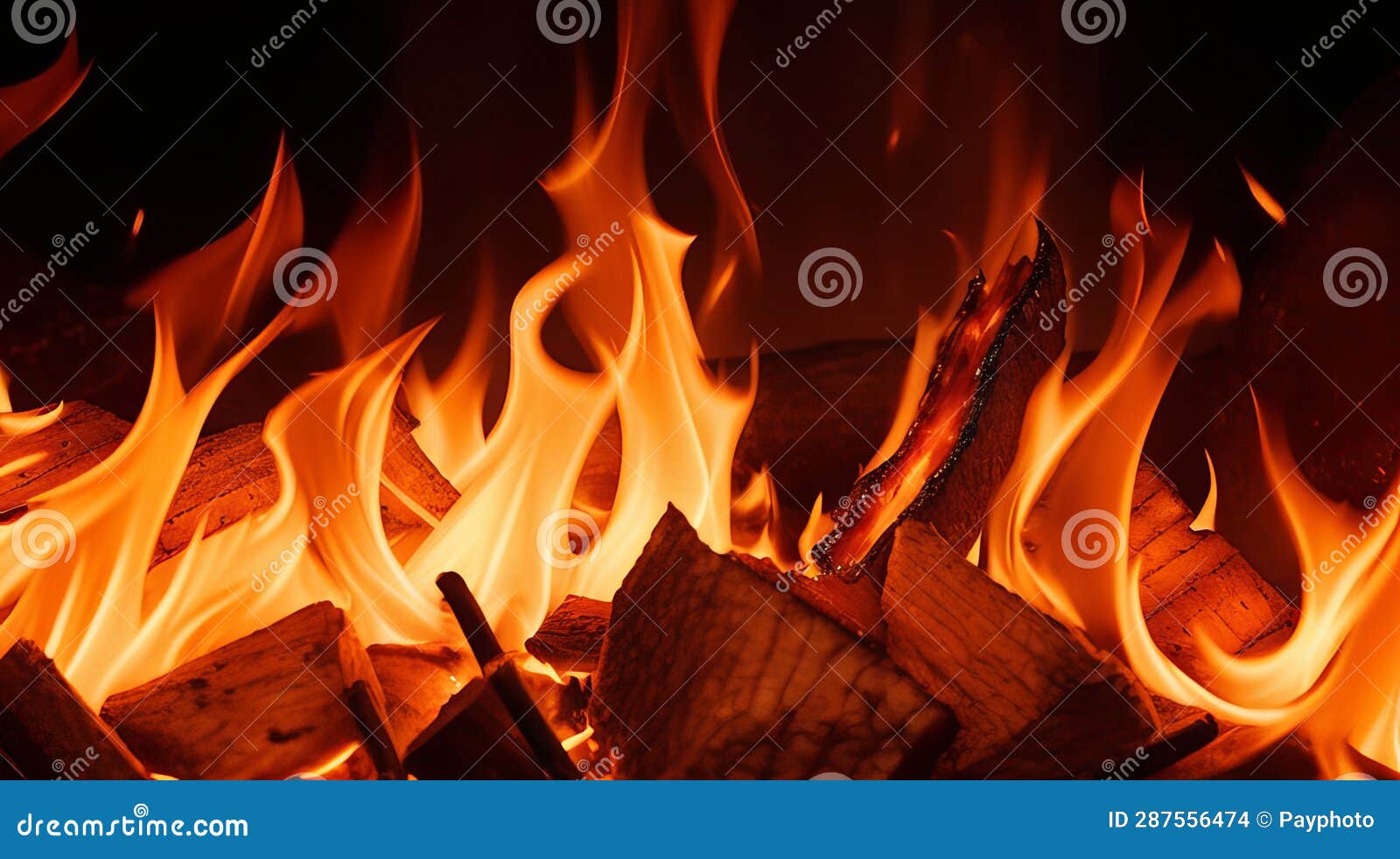 Intense Closeup: Captivating Burning Flames in a Fireplace Setting ...