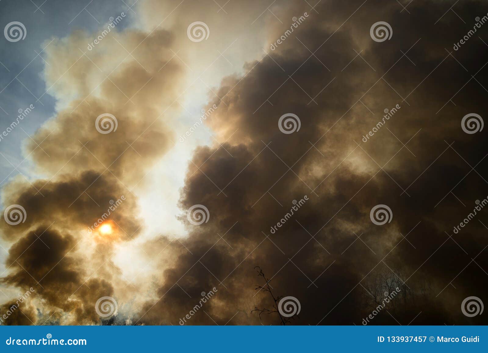 Intense column of smoke stock image. Image of dangerous - 133937457