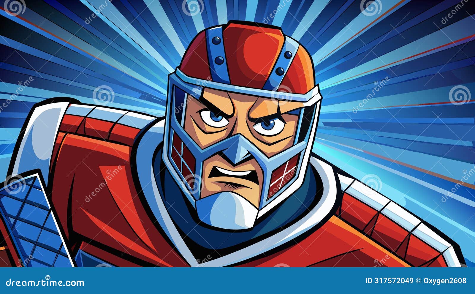 Intense Comic-Style Hockey Goalie in Action Stock Illustration ...
