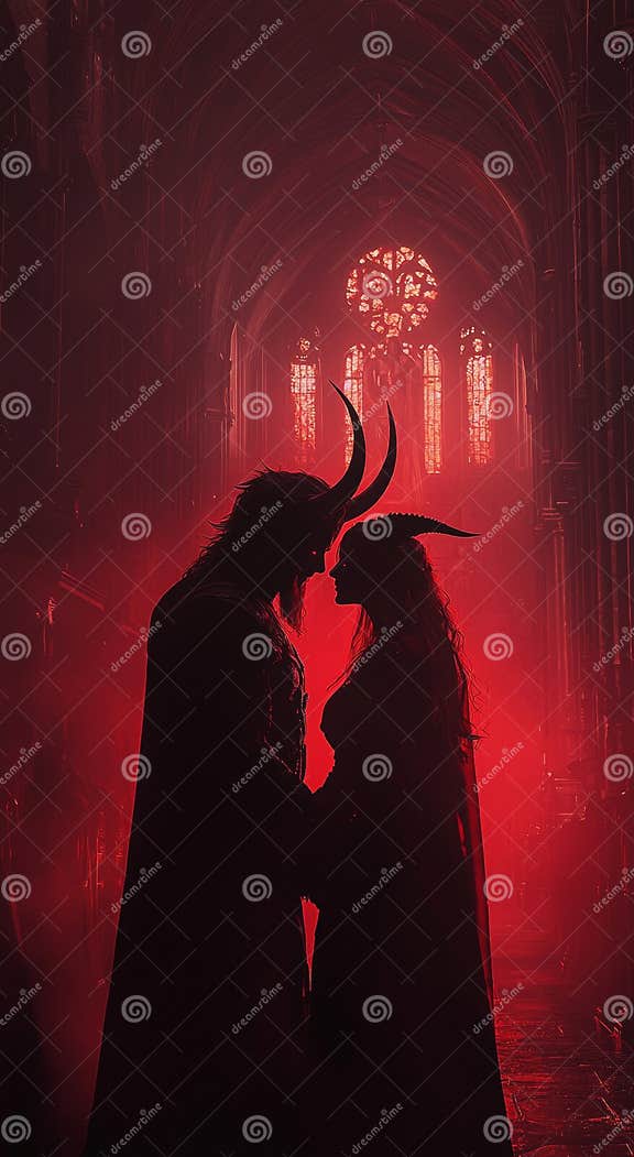 Intense Confrontation of Good and Evil in a Gloomy Setting Stock Image ...