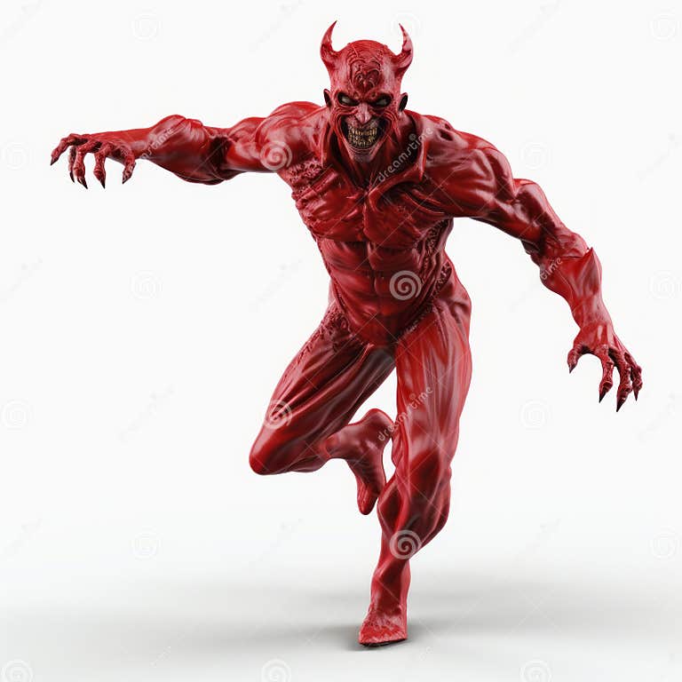 Intense 3d Animation of a Large Devil Person in Dynamic Pose Stock ...