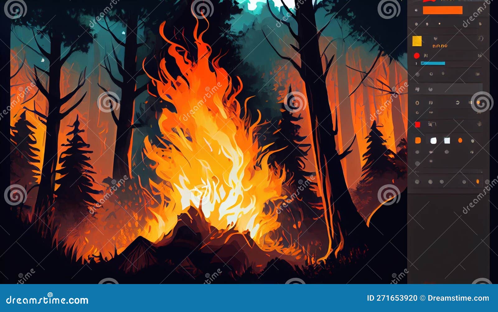 Intense Digital Painting of a Forest Fire, Made with Generative AI ...