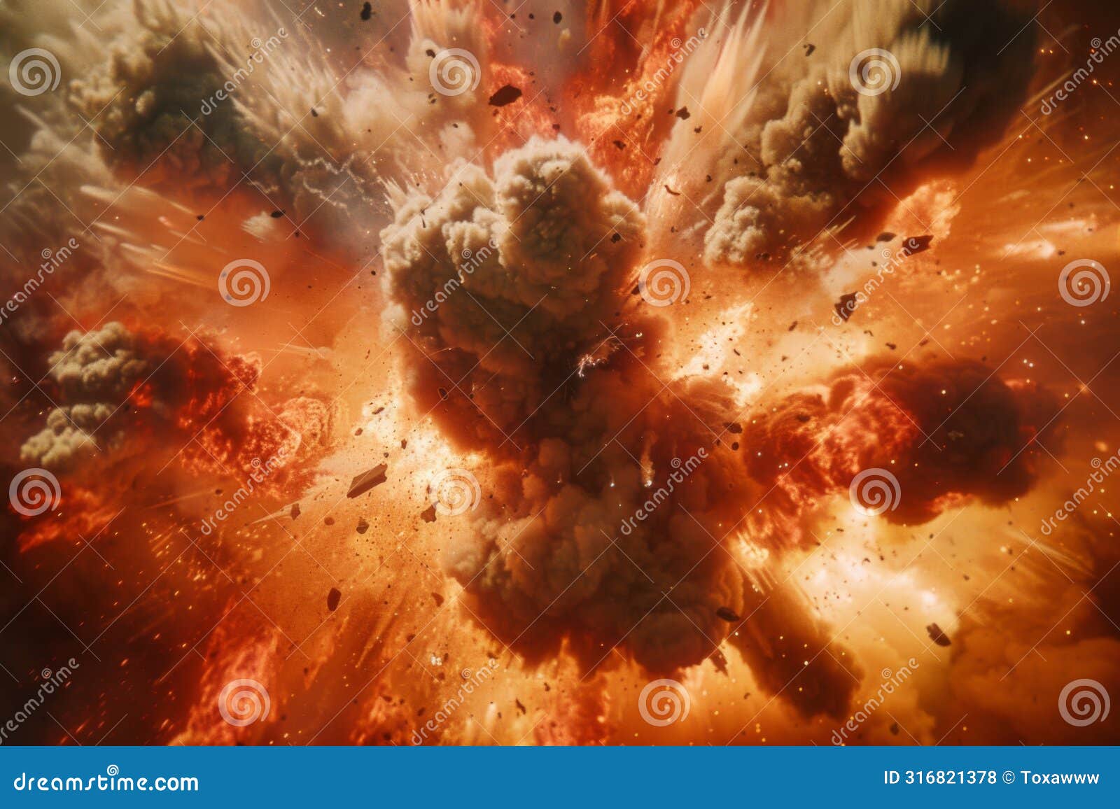 Intense Explosion with Dynamic Clouds of Smoke and Debris Stock Photo ...