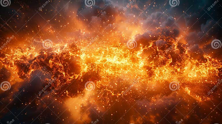 An Intense Explosion with Vibrant Orange and Blue Smoke and Fire ...