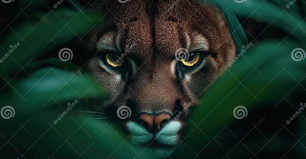 Intense Eyes of a Powerful Cougar in the Wild Stock Illustration - Illustration of majestic ...