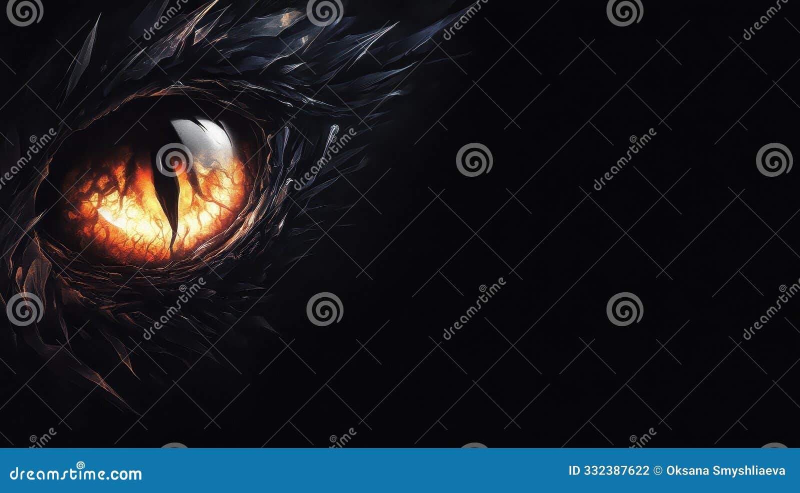 Intense Fiery Dragon Eye in Mysterious Darkness Stock Photo - Image of ...