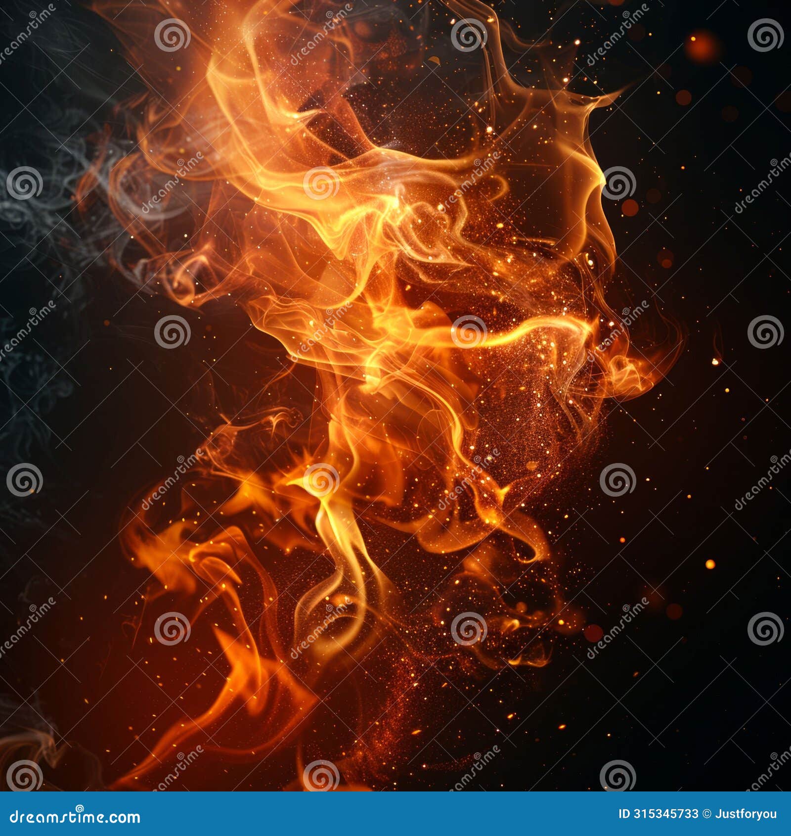 Intense Fire Flames Isolated on Black Background. Generative Ai Stock ...