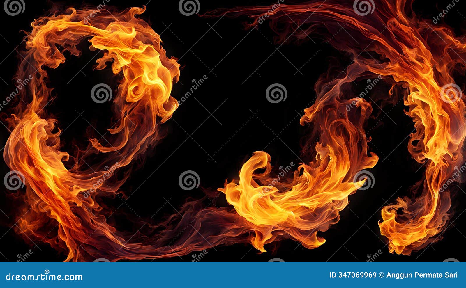 Intense Fire Flames Closeup On A Black Isolated Background Royalty-Free ...