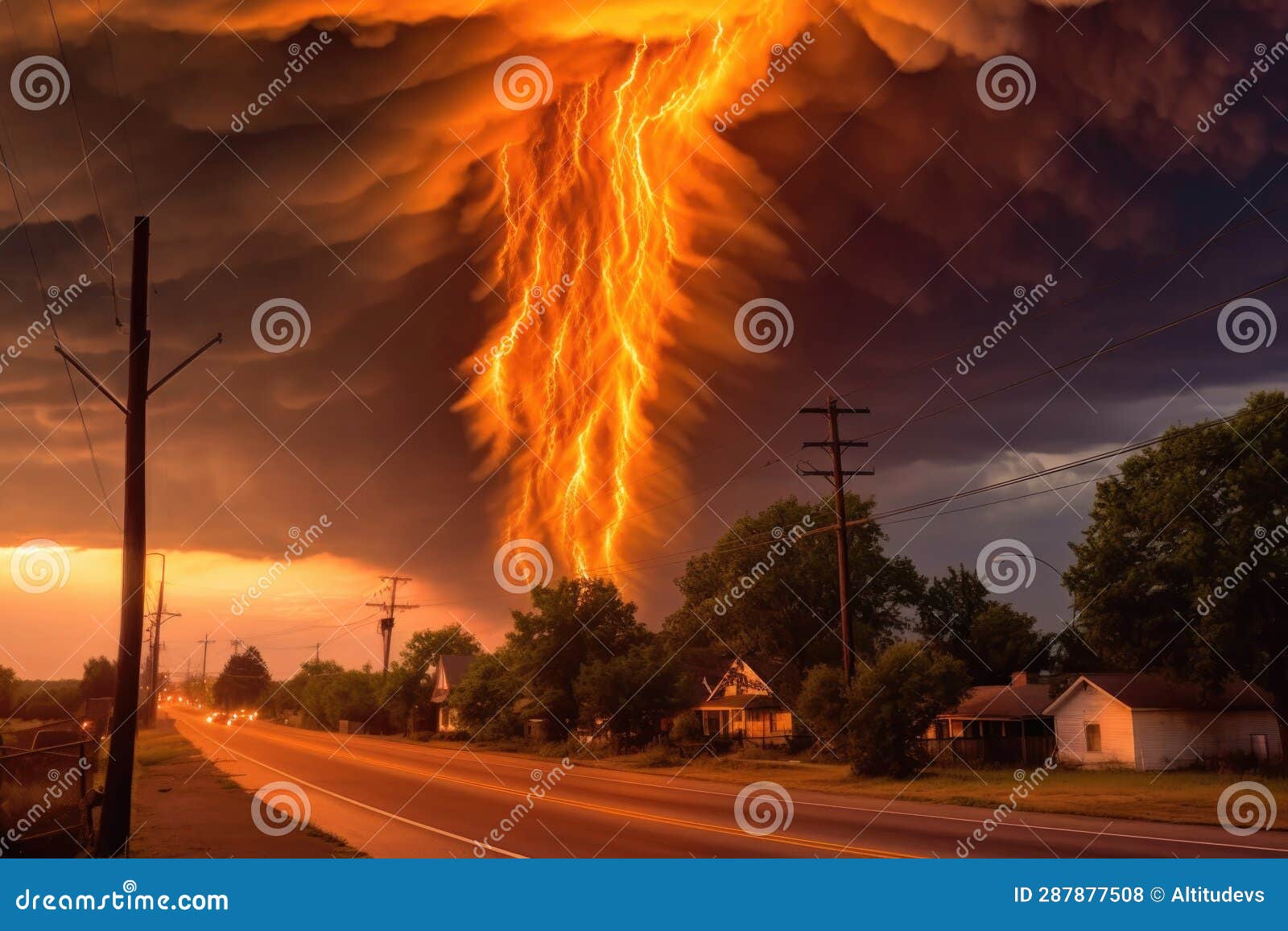 Intense Fire Tornado with a Trail of Smoke Behind it Stock Photo ...