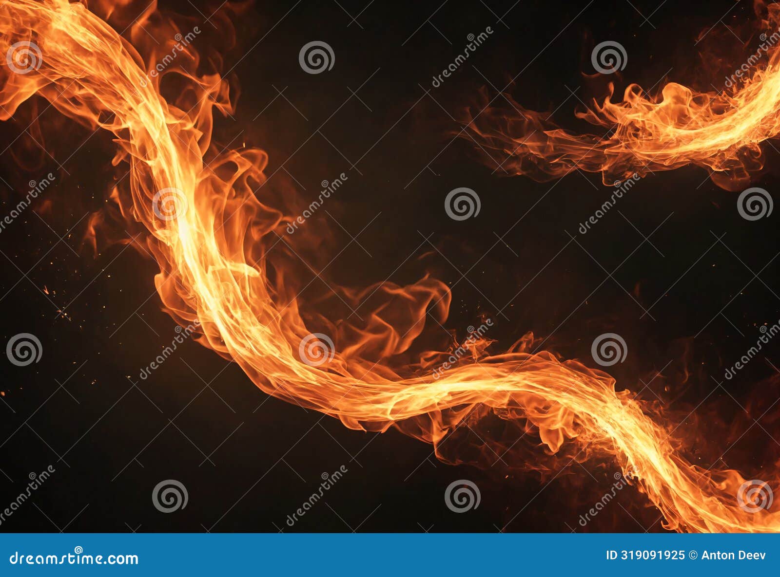 Intense Flame, on a Dark Background. Fire Background Stock Image ...