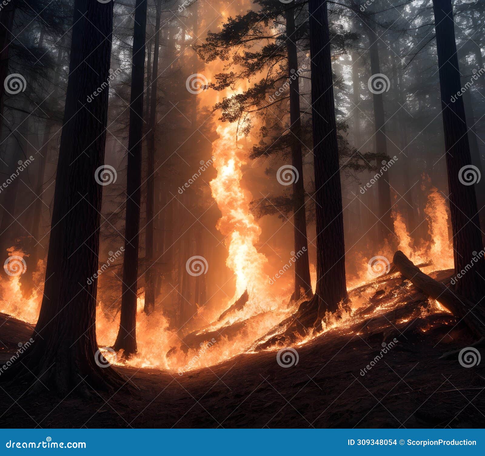 Foreboding Flames Amongst Trees Stock Photo - Image of crisis, blaze ...
