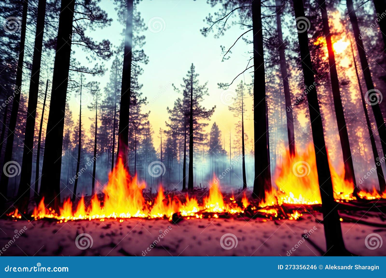 Intense Flames from a Massive Forest Fire, Generative Ai. Flames Light ...