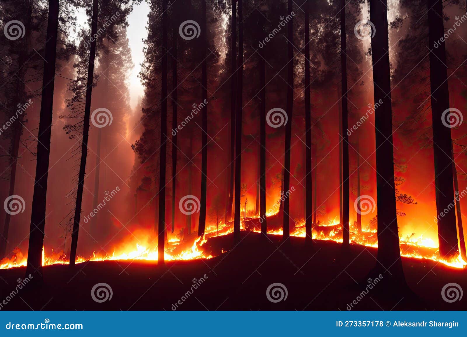 Intense Flames From A Massive Forest Fire, Generative Ai. Flames Light ...