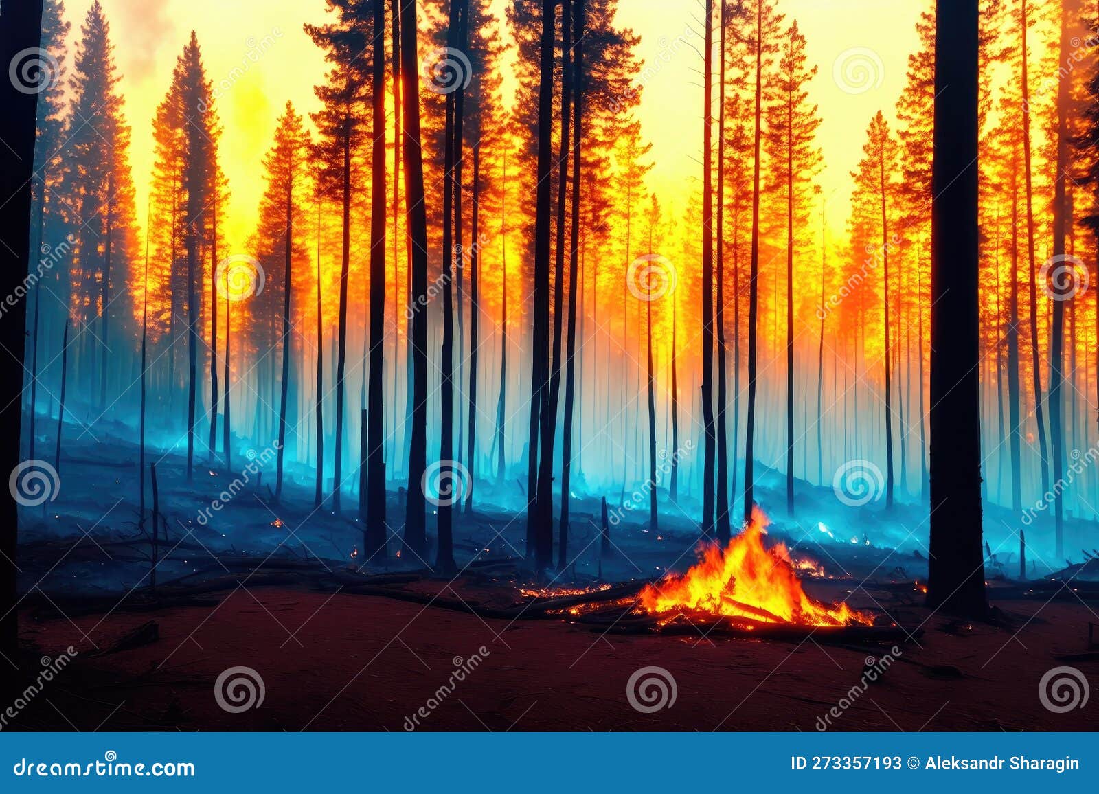 Intense Flames From A Massive Forest Fire, Generative Ai. Flames Light ...