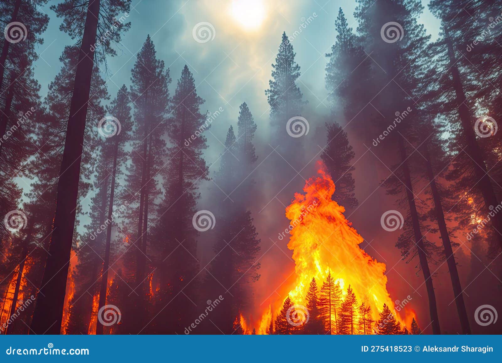 Intense Flames from a Massive Forest Fire, Generative Ai. Flames Light ...
