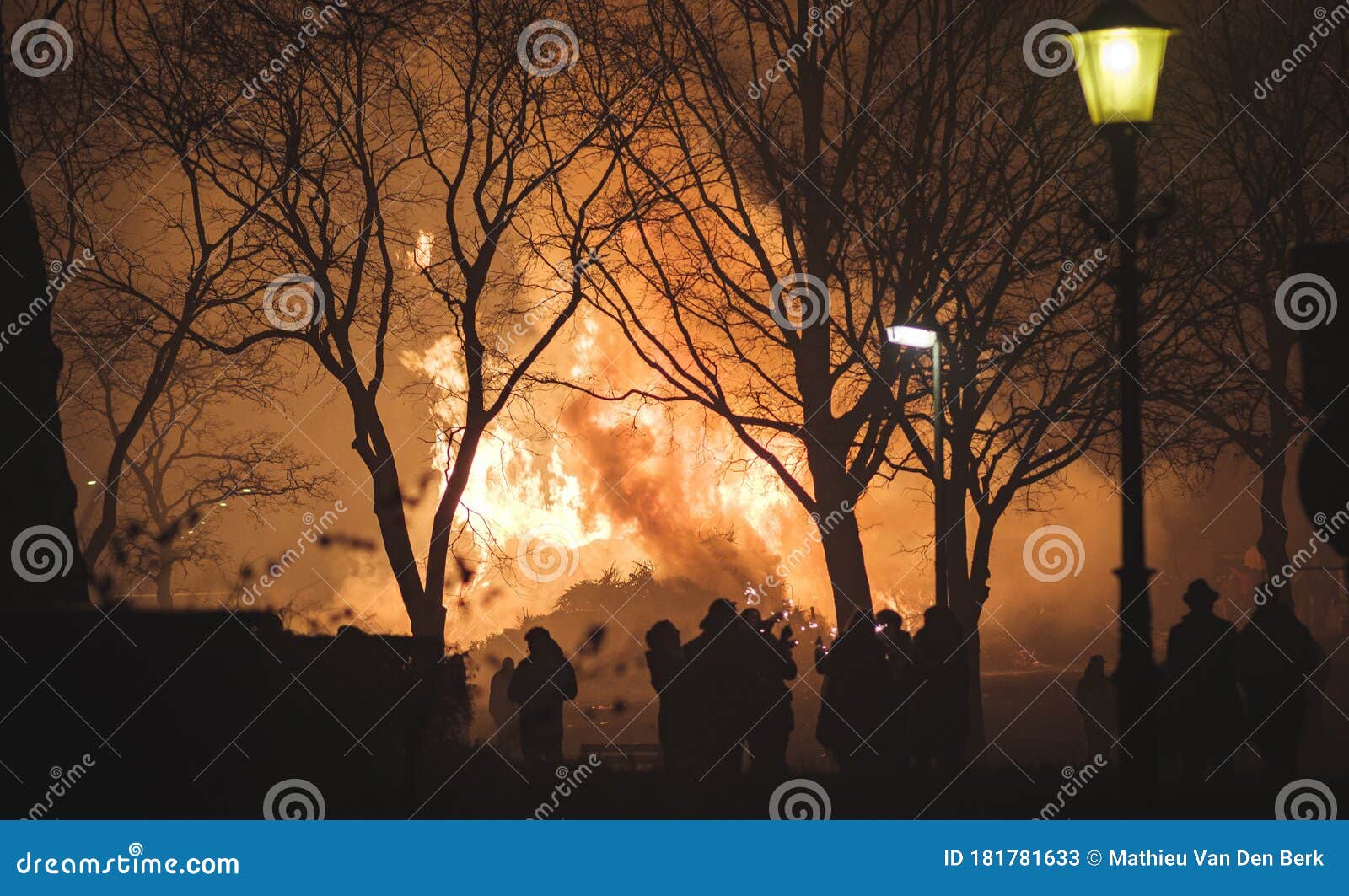 Intense Flames from a Massive Forest Fire. Flames Light Up the Night ...
