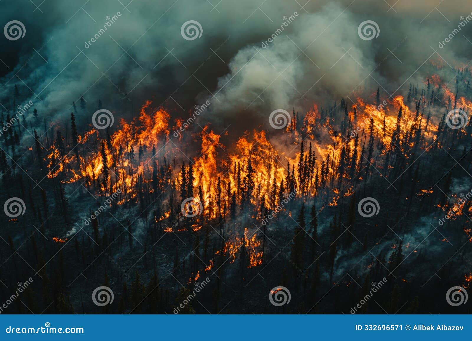 Disaster Scene, Apocalyptic Vision Of A City Besieged By Fire, Flood ...