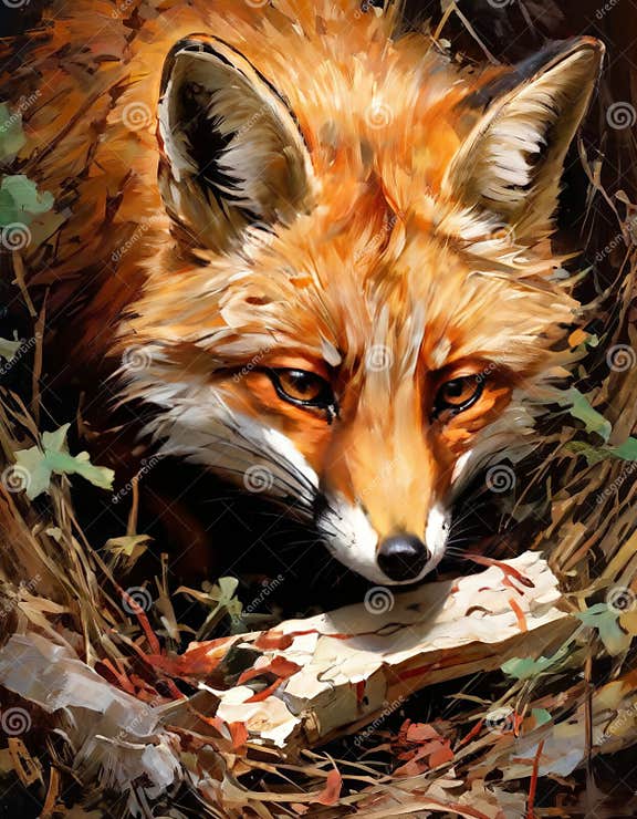 Intense Fox in Forest with Keen Gaze Stock Photo - Image of foliage ...