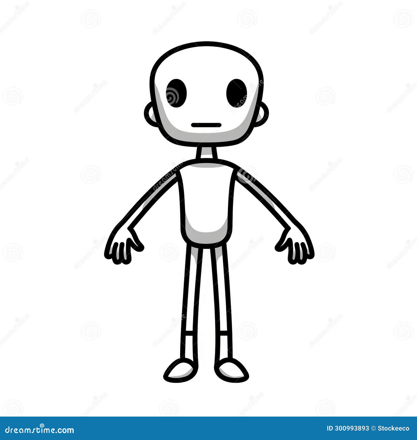Intense Gaze: a Slender, Robotic Kids Drawing in Mono-ha Style Stock ...