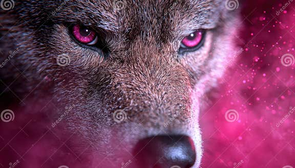 Intense Glowing Eyes of a Fierce Wolf Stock Illustration - Illustration ...