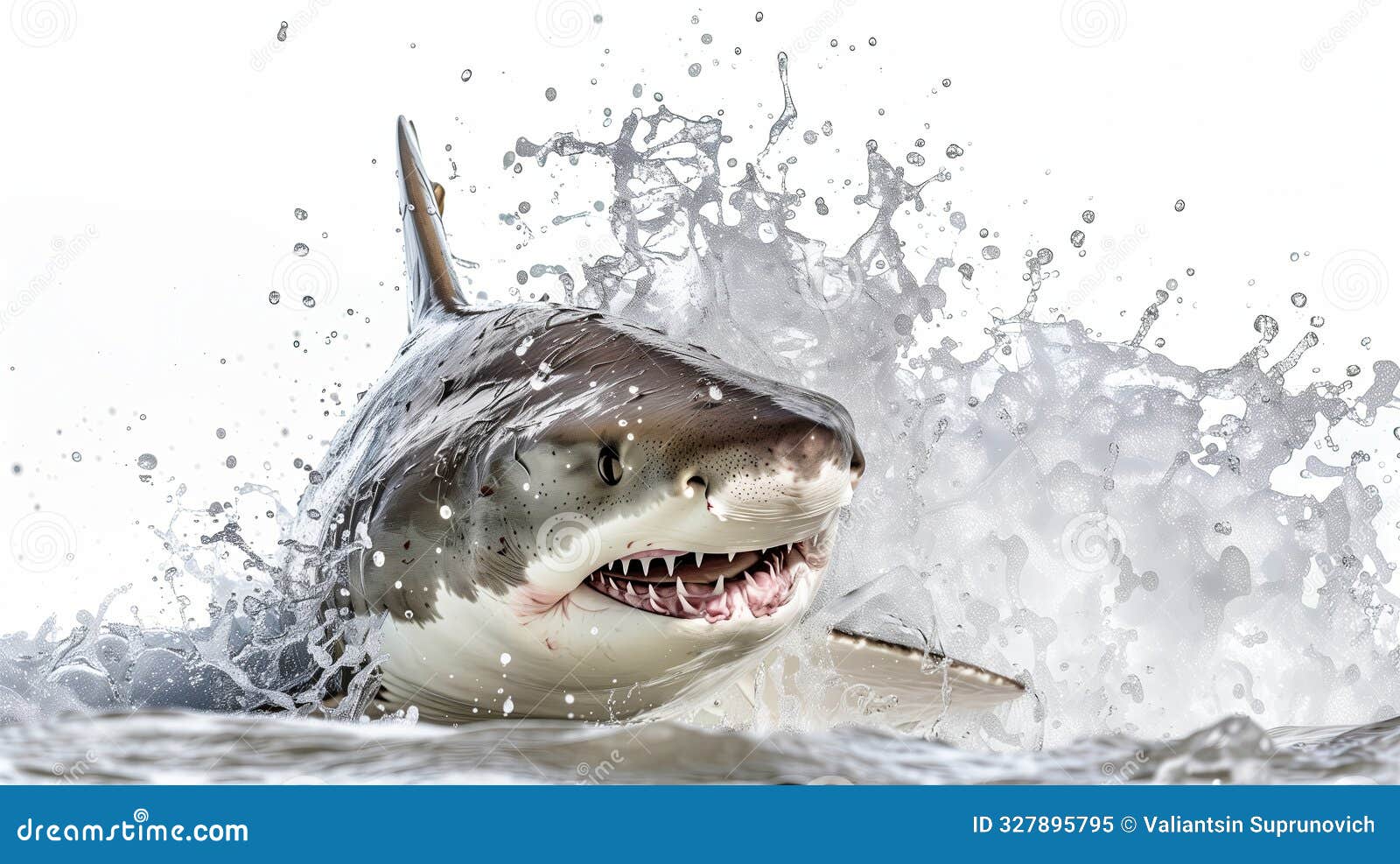 An Intense Graph Of A Bull Shark Attacking, Teeth Bared And Eyes ...