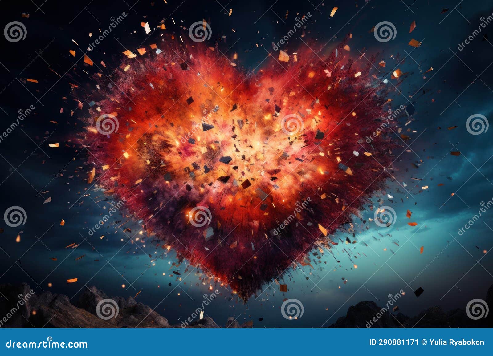 Intense Heart Explosion. Generate Ai Stock Illustration - Illustration ...