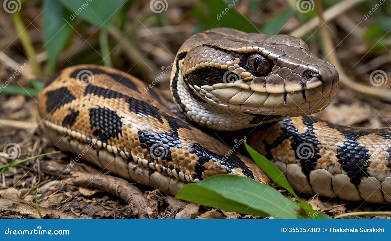Boa Constrictor Coiled Around A Branch In Nature Stock Photo ...