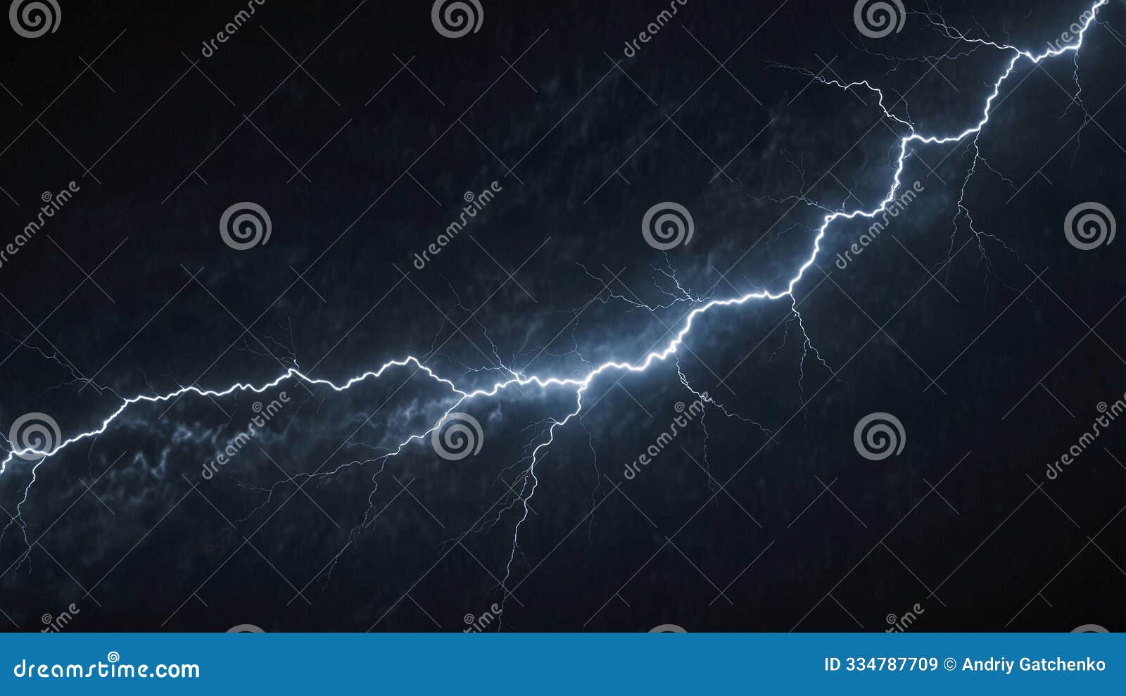 Intense Lightning Bolt Illuminating the Dark Night Sky during a ...
