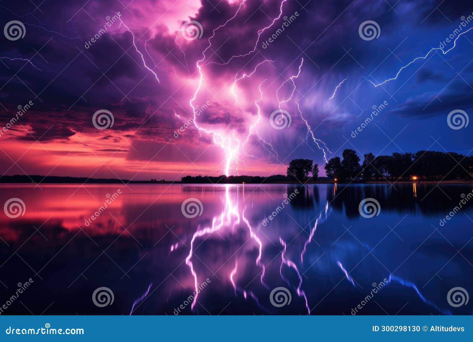 An Intense Lightning Storm Around the Calm Eye Stock Photo - Image of ...
