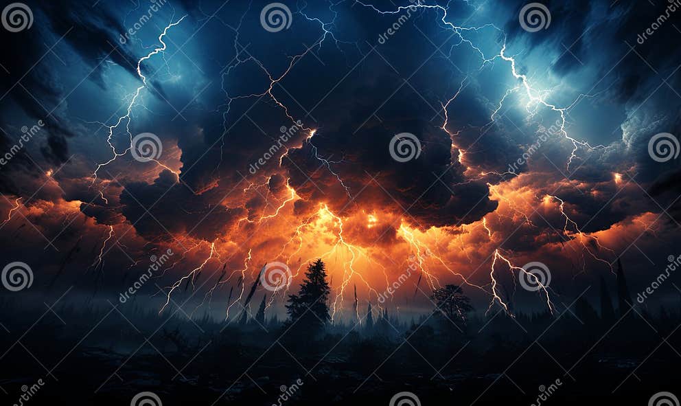 Intense Lightning Storm in Massive Cloud Stock Image - Image of ...