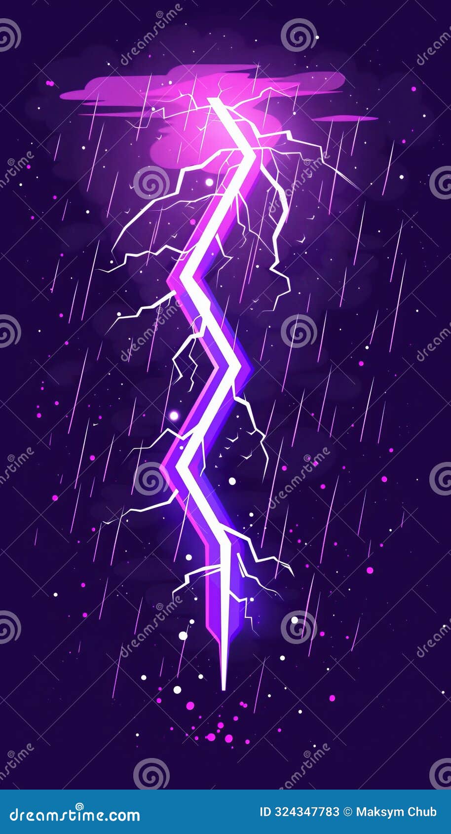 Intense Lightning Strike On Dark Stormy Background For Dramatic And ...