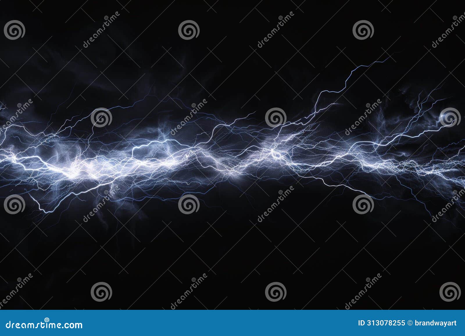 Intense Lightning Strikes on Black Background Stock Illustration ...