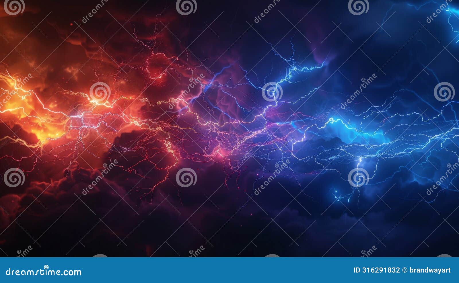 Intense Lightning Strikes Illuminating the Sky Stock Illustration ...