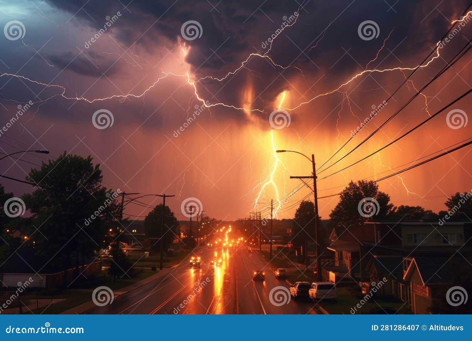 Intense Lightning Strikes Illuminating Stormy Skies Stock Image - Image ...