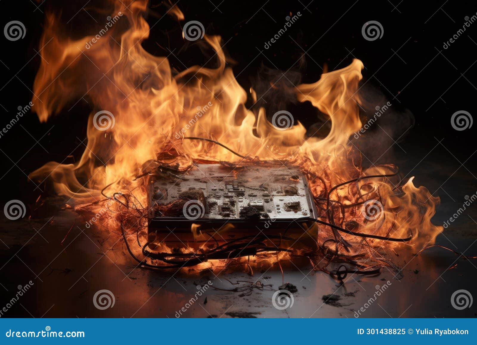 Intense Lithium Battery Fire. Generate Ai Stock Illustration ...