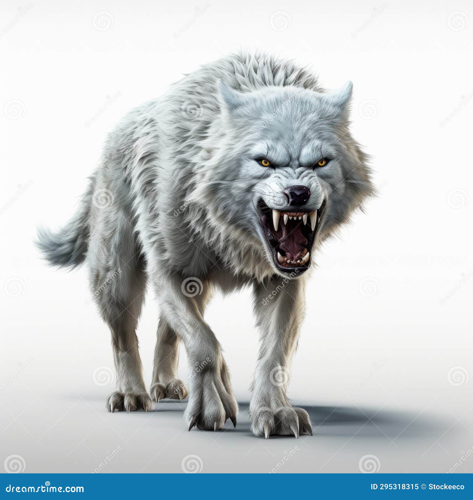 Intense Movement: Scary Evil White Wolf in 3d Stock Illustration ...