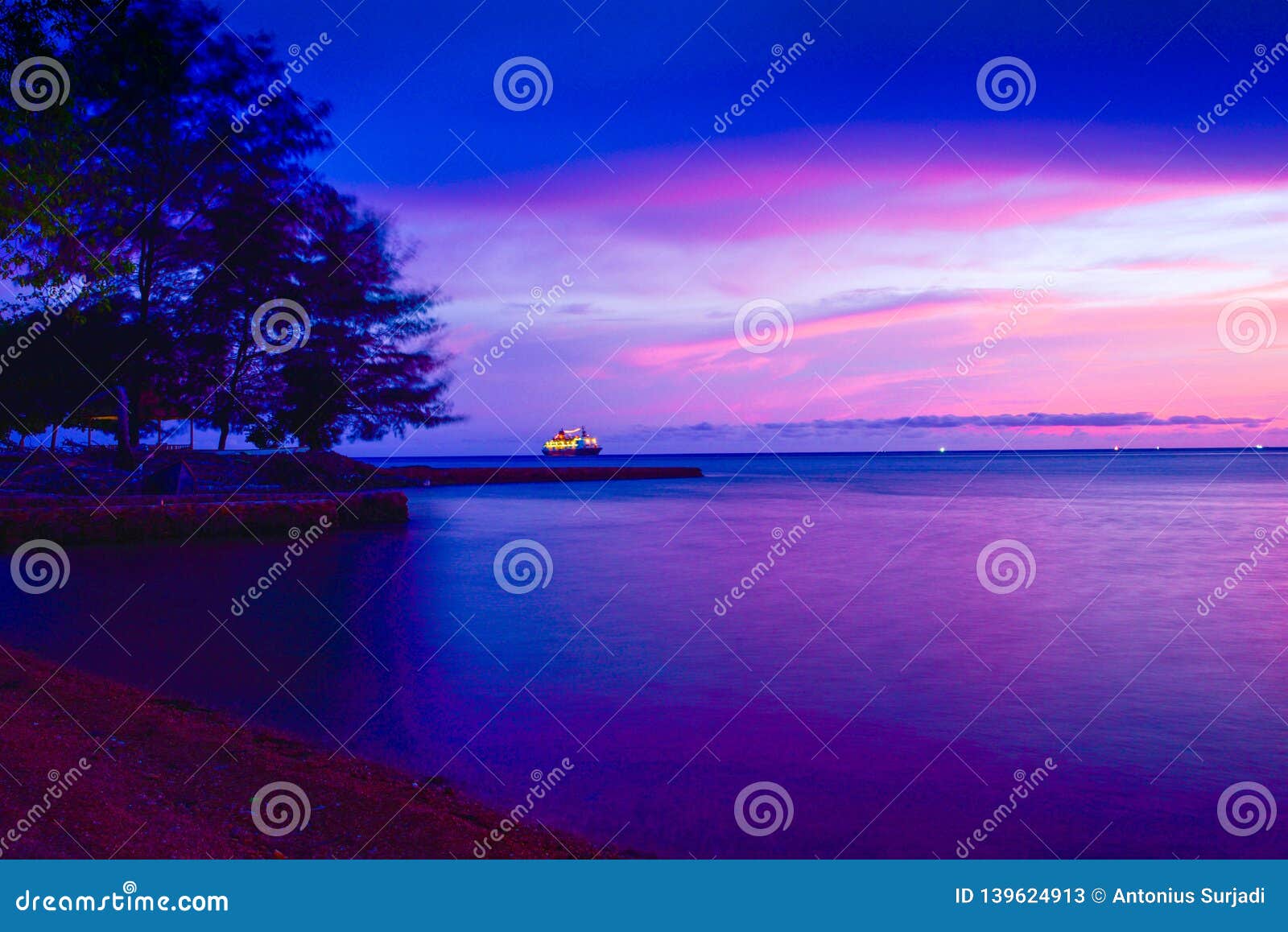 Intense Orange Sunset at Remote Isolated Tropical Beach Stock Image ...