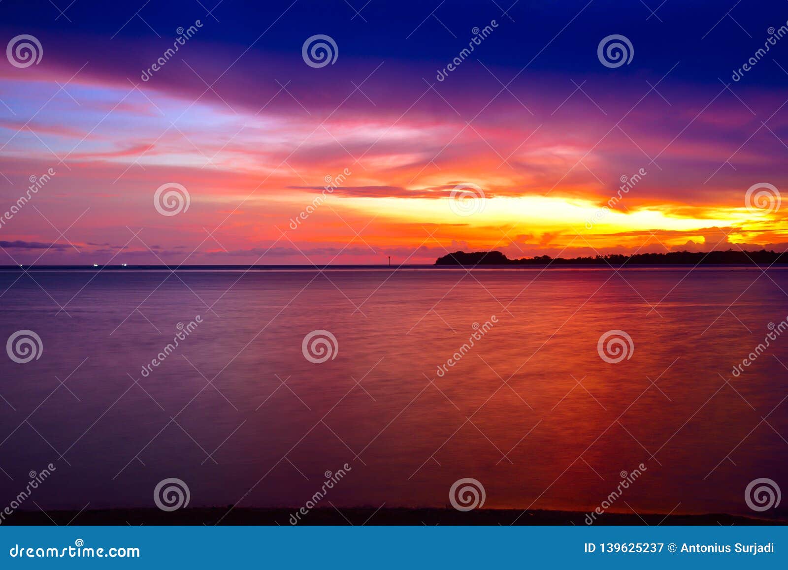Intense Orange Sunset at Remote Isolated Tropical Beach Stock Image ...
