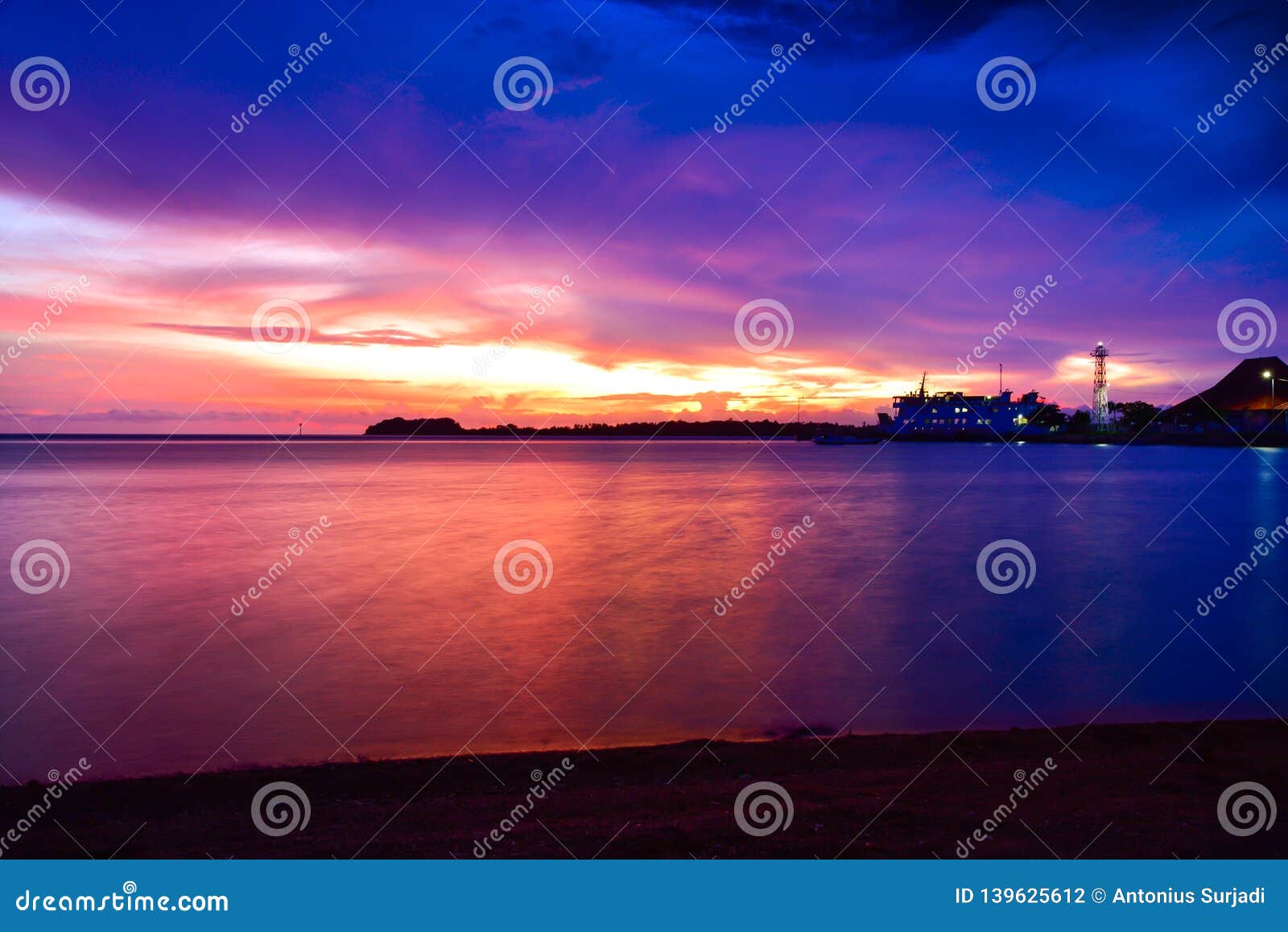 Intense Orange Sunset at Remote Isolated Tropical Beach Stock Photo ...