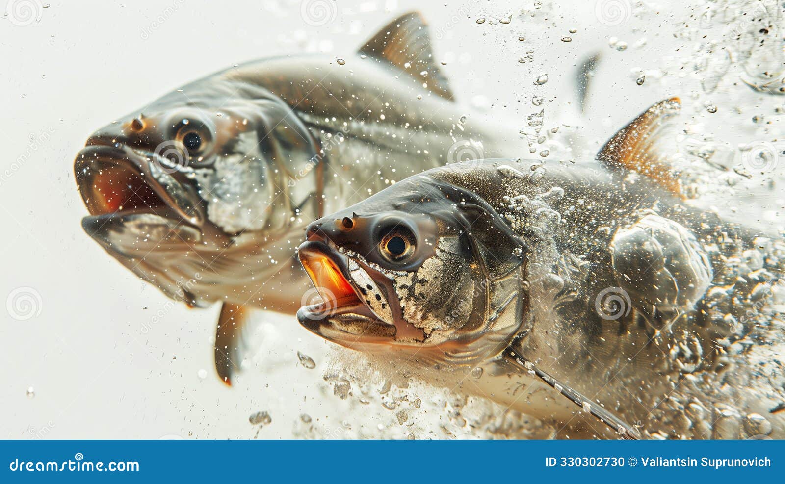 An Intense of Piranhas Attacking a Person, Teeth Bared and Eyes Focused ...