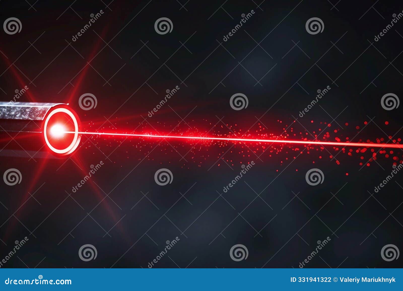 Intense Red Laser Light and Glowing Energy Burst with Sparkling ...