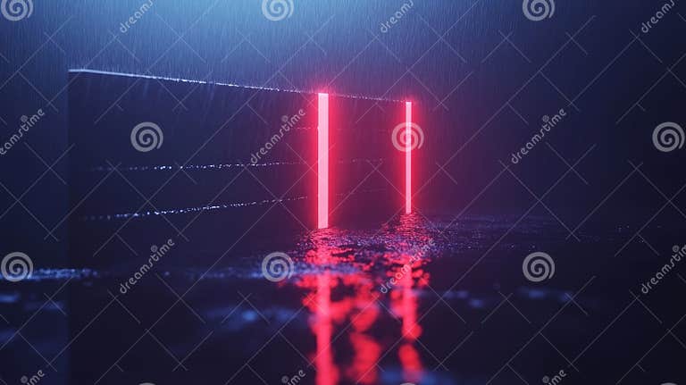 Intense Red Light Beam on Black Background, Abstract Illumination ...