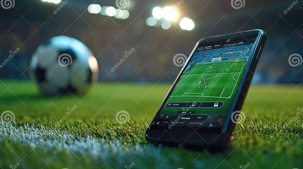 Intense Soccer Match Moment Vs Betting App Interface, Split Screen ...
